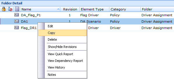 Copying a Driver Assignment